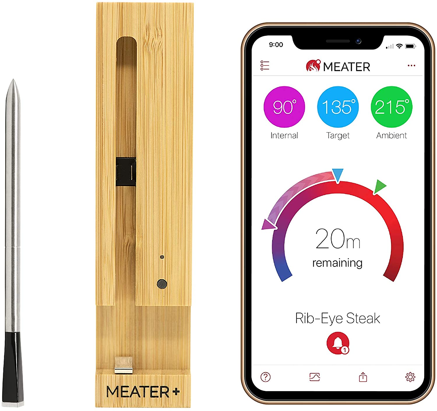 Meater PLUS Wireless Smart Meat Thermometer with Bluetooth Repeater ...